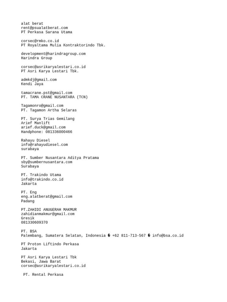Pengusaha Alat Berat | PDF