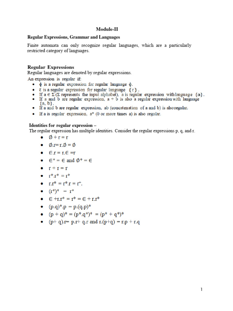 Module II | PDF | Regular Expression | Automata Theory