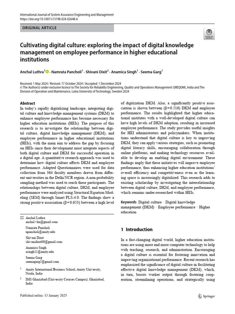 Digital Culture's Impact on Employee Performance | PDF | Knowledge Management | Innovation