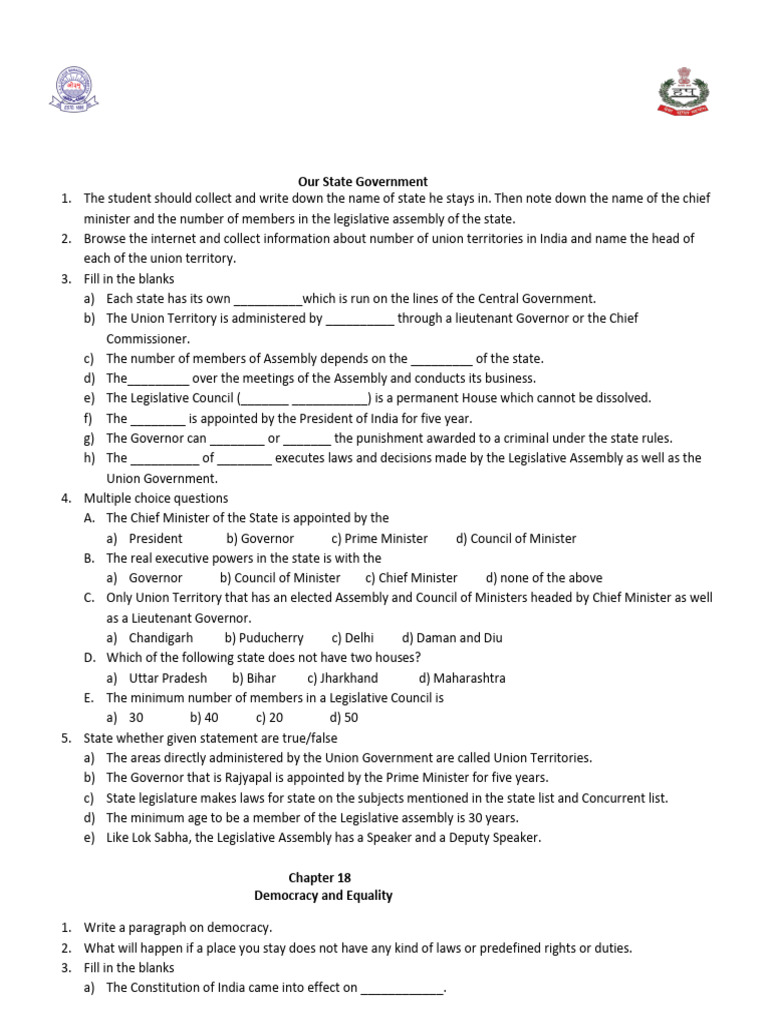 Civics Assignment: State Government Overview | PDF | Government | Governance
