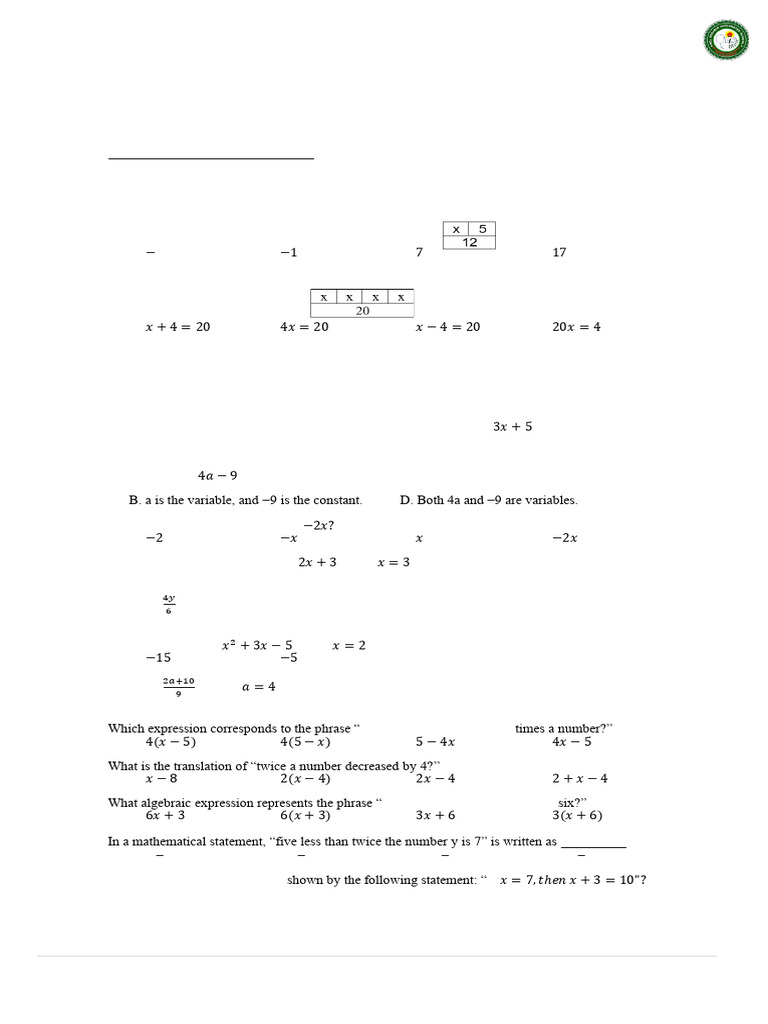 Q4 - Math 7 - Periodical Exam (S.Y.24-25) | PDF | Equations | Probability