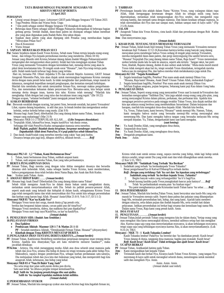 Tata Ibadah Minggu Sengsara Vii | PDF