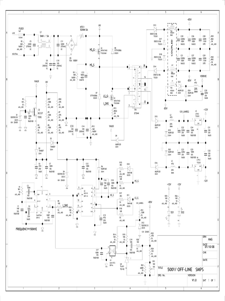 500W SMPS Circuit Schematic | PDF