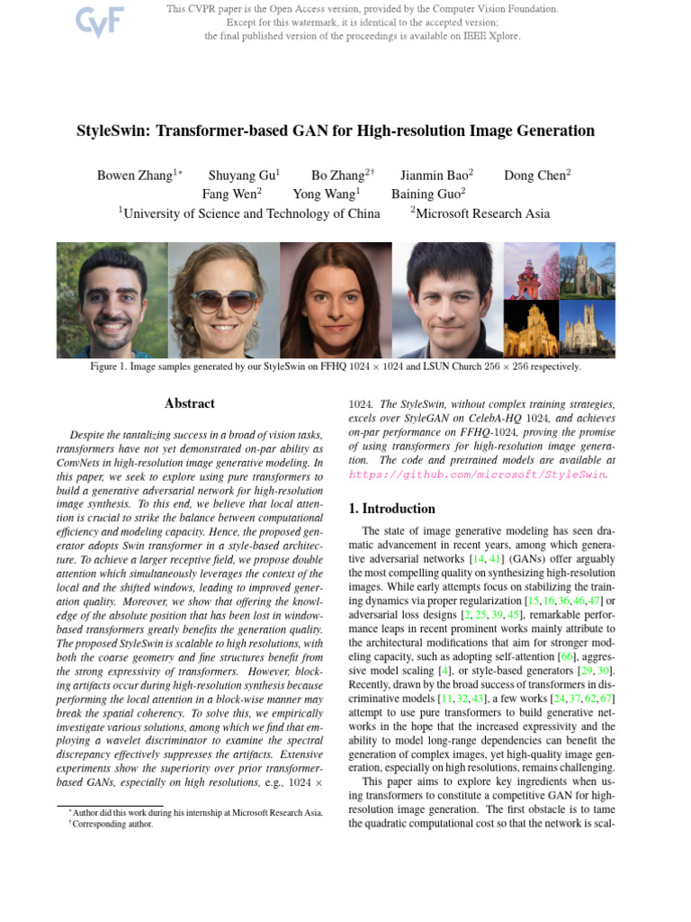 StyleSwin Transformer-Based GAN For High-Resolution Image Generation ...