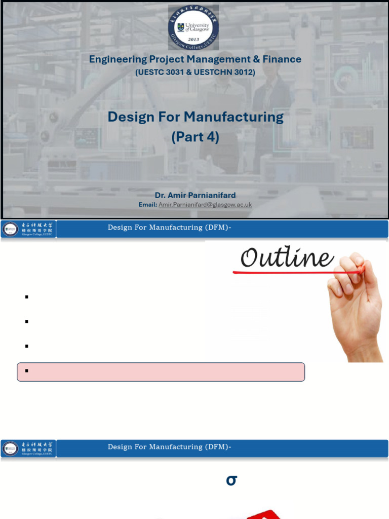 Lecture 4 - Design For Manufacturing - Part 4 | PDF | Six Sigma | Standard Deviation