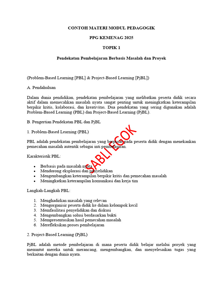 Contoh Materi Modul Pedagogik | PDF