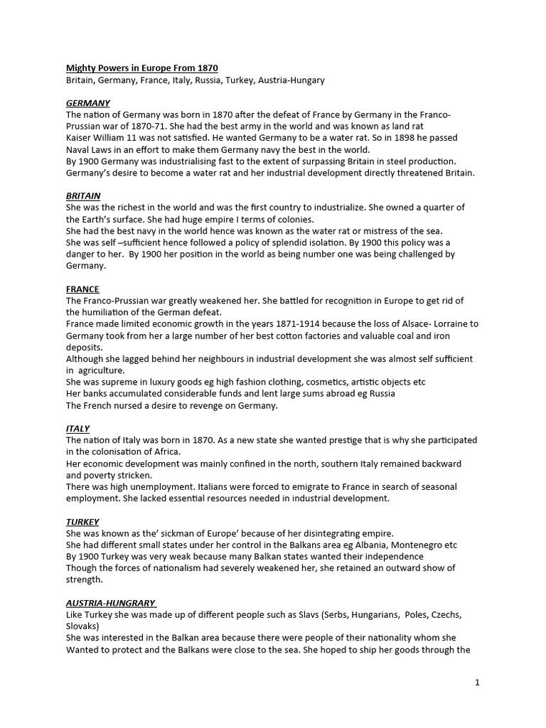 European History Notes Printed Version | PDF | Trench Warfare | Balkans