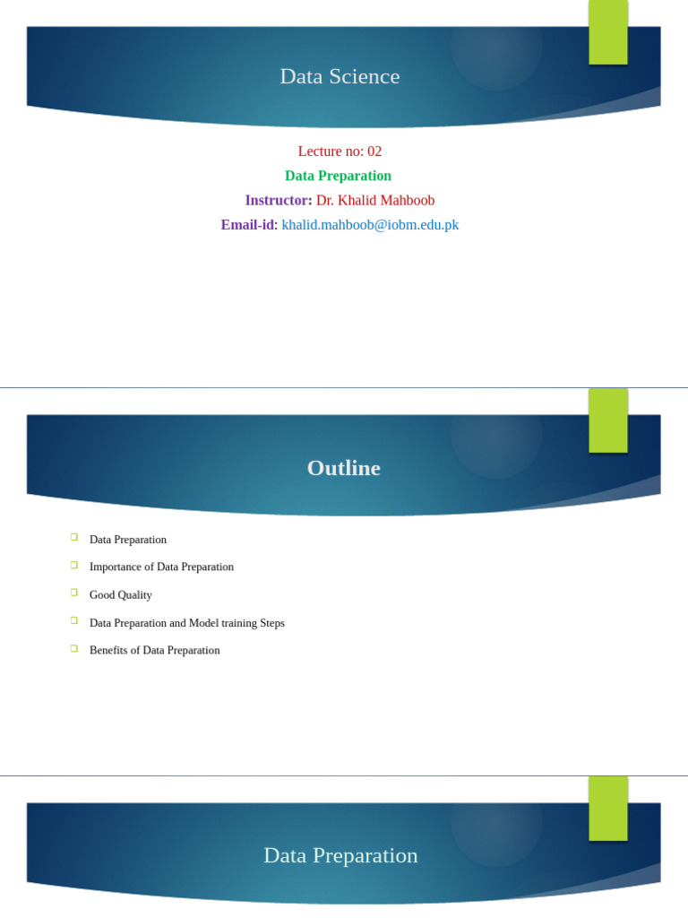 Lecture No 2 Data Preparation | PDF | Machine Learning | Data