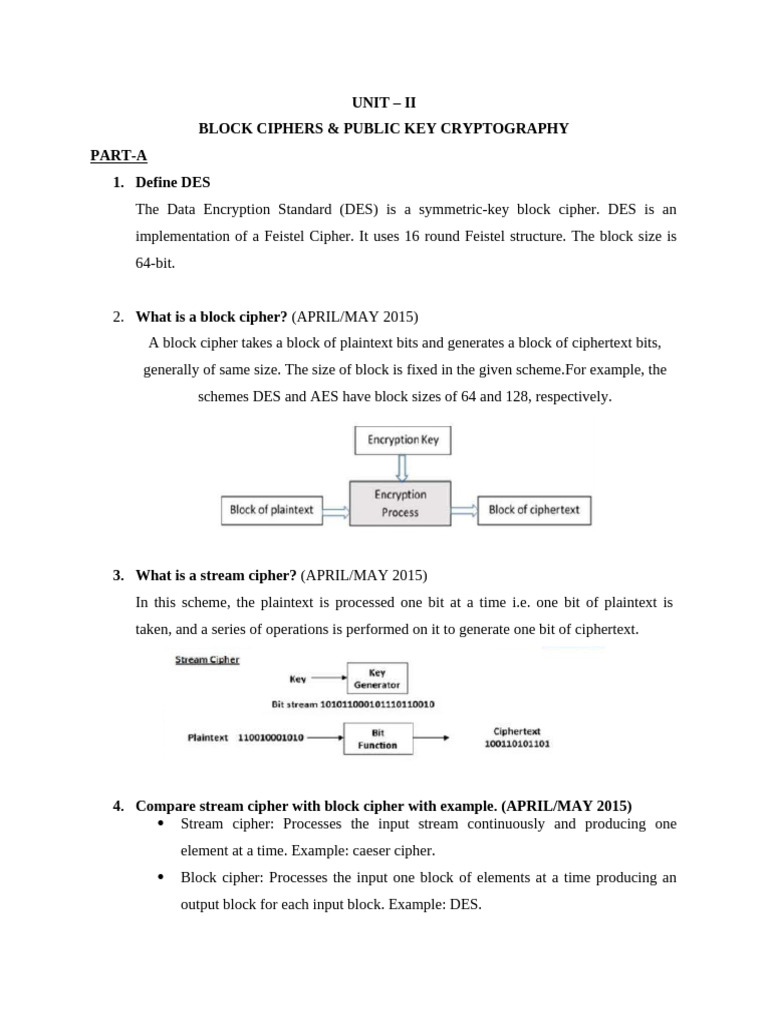 CS6701-CRYPTOGRAPHY AND NETWORK SECURITY-155151822-Unit - 2 Two Marks CNS | PDF | Encryption ...