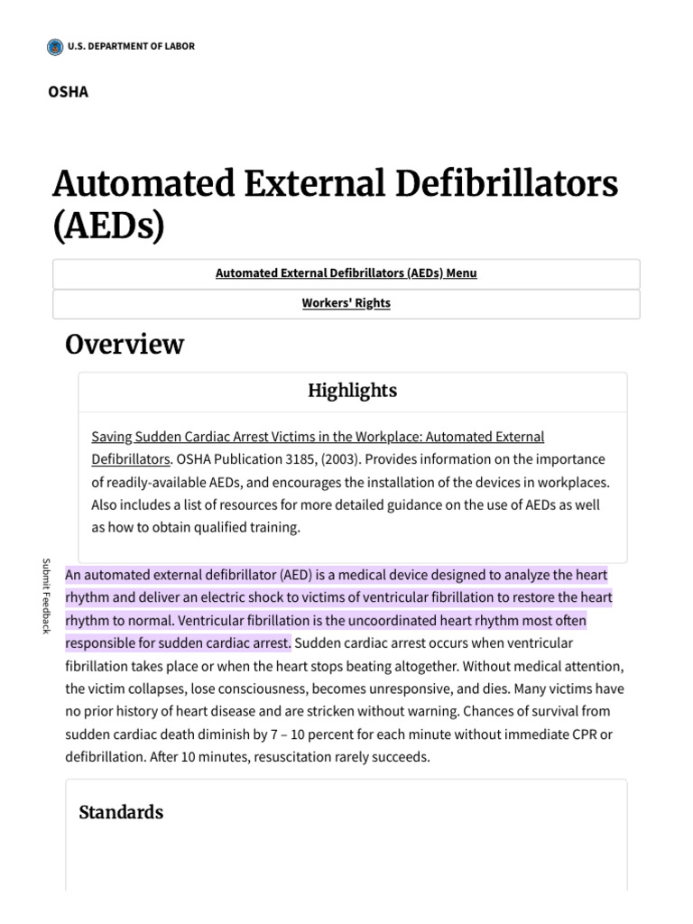 Automated External Defibrillators (AEDs) - Overview _ Occupation | PDF | Cardiac Arrest ...