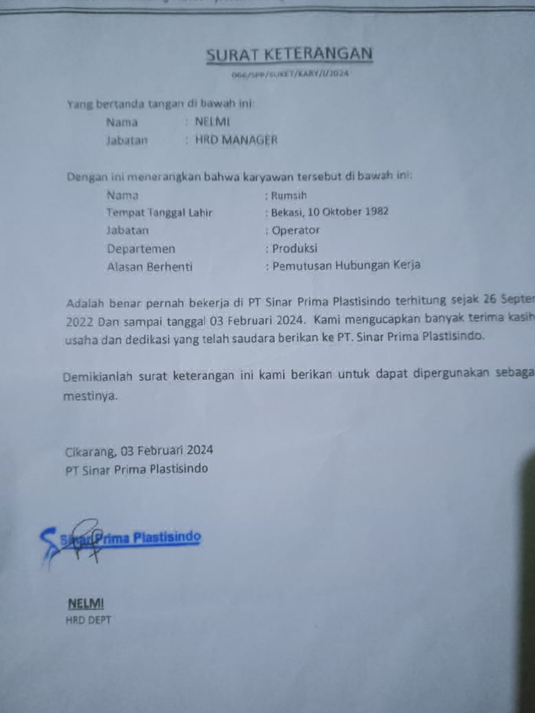 Contoh Paklaring | PDF