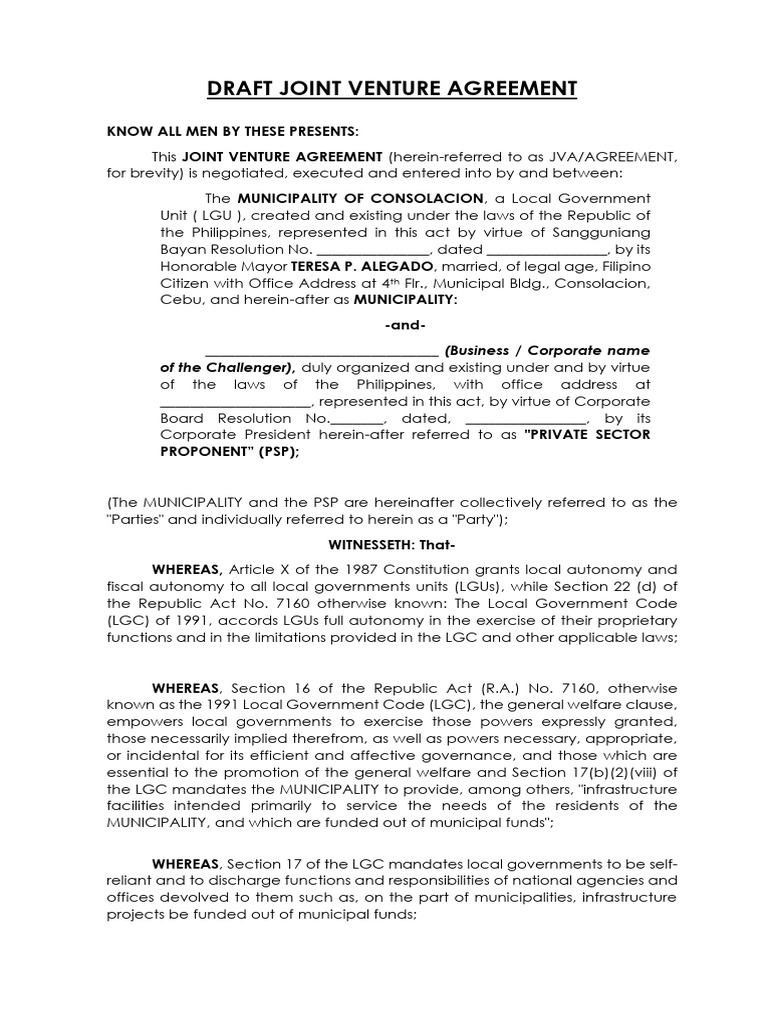 Draft JV Agreement Consolacion 9storey Mixed Use BLDG | PDF | Insurance | Arbitration