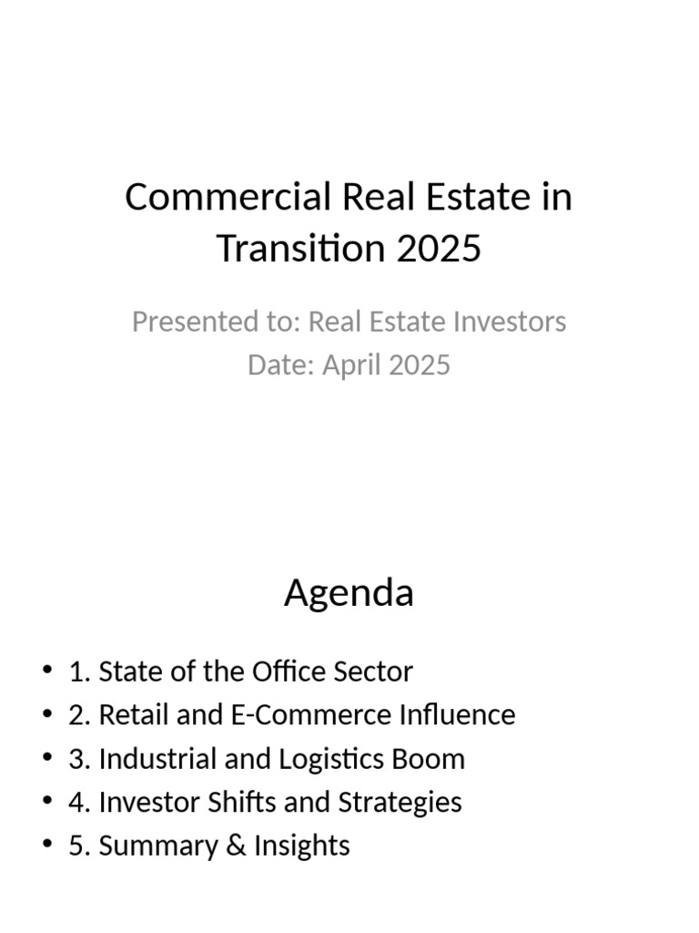 Commercial Real Estate Trends 2025 | PDF