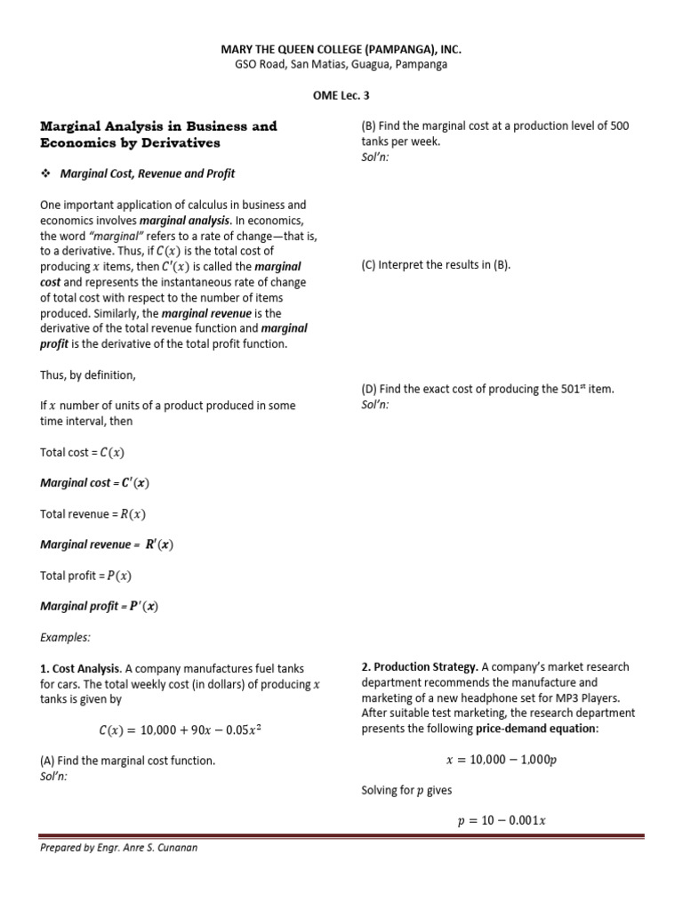 Inbound 7682293233057550413 | PDF | Function (Mathematics) | Marginal Cost