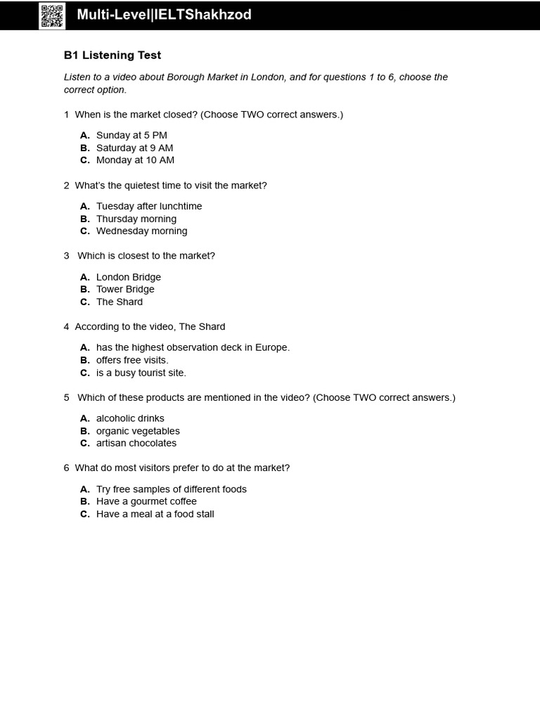 B1 Listening Test | PDF