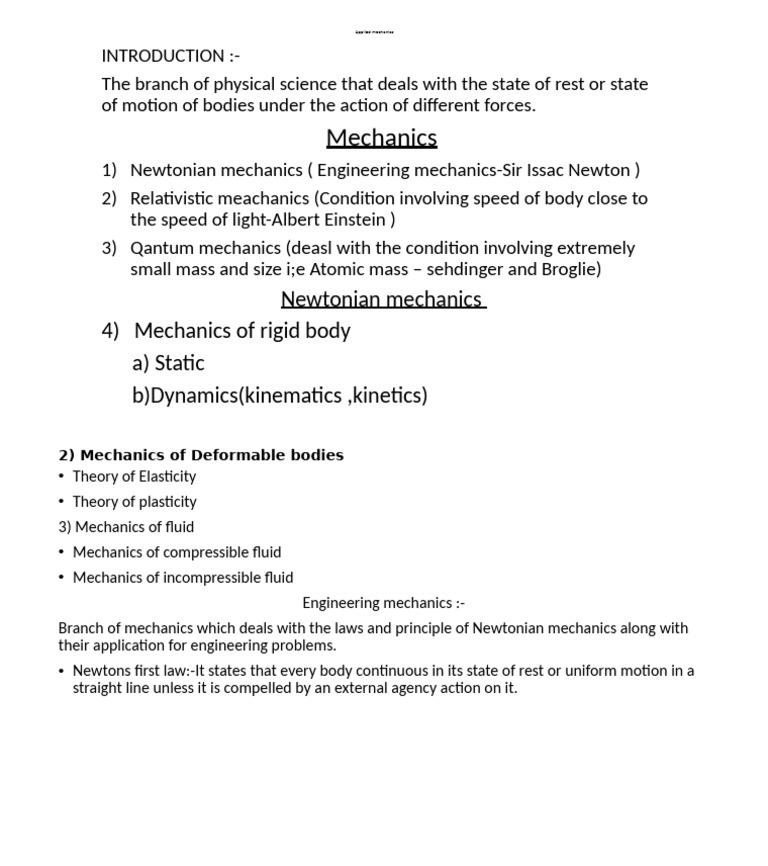 Applied Mechanics | PDF