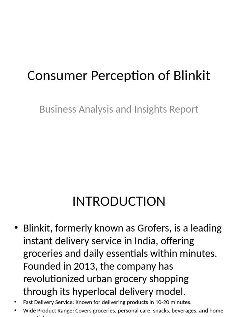 Blinkit Consumer Perception PPT | PDF | Pricing | E Commerce