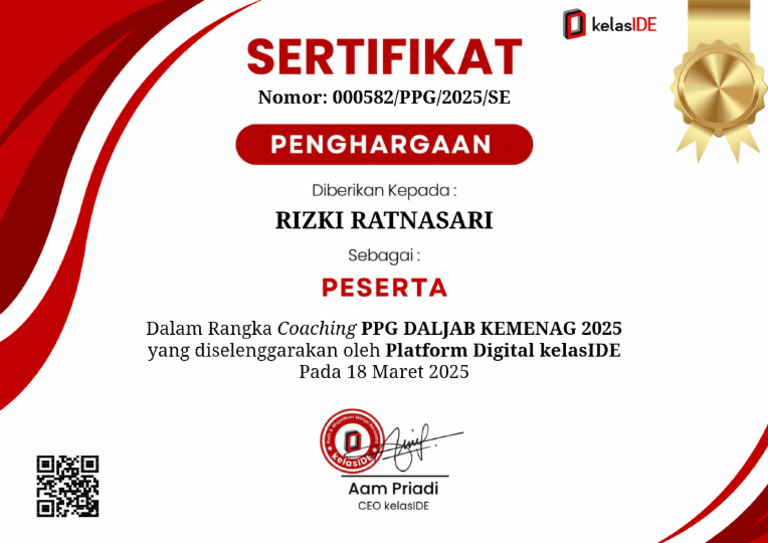 Rizki Ratnasari - Certificate | PDF