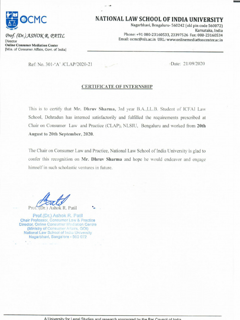 Mr. Dhruv Sharma - Certificate | PDF