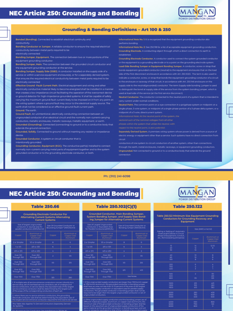 NEC 250 Bonding and Grounding | PDF | Electricity | Electric Power