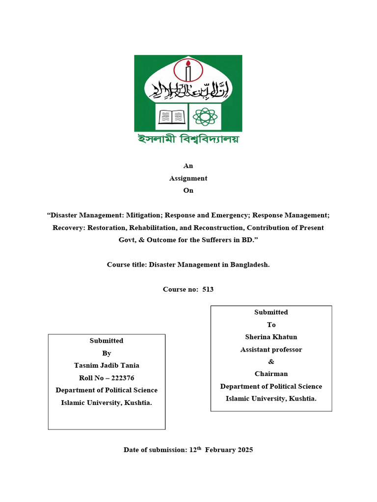 Disaster Management Strategies in Bangladesh | PDF | Emergency ...
