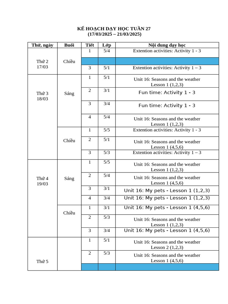 KHDH.TUẦN 27 | PDF