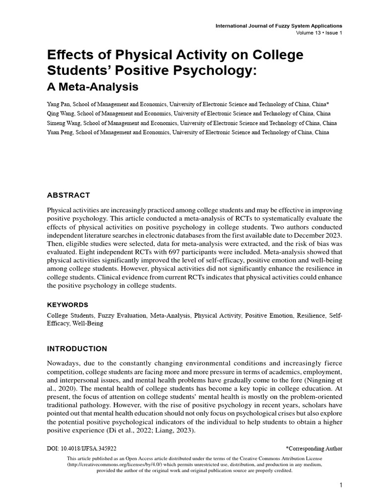 Physical Activity's Impact on College Students' Psychology | PDF ...