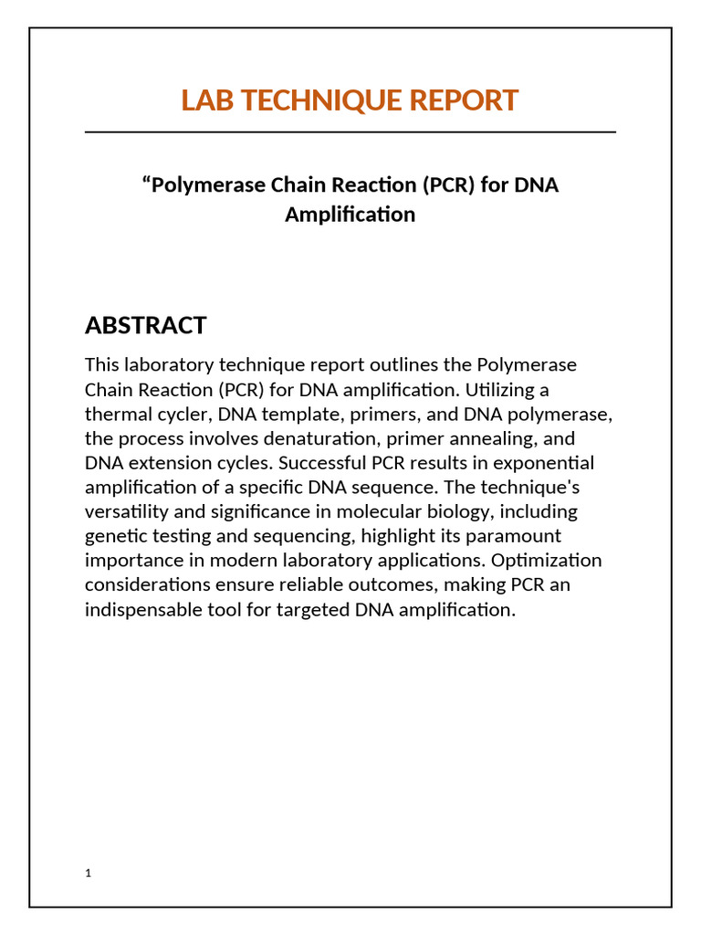 Polymerase Chain Reaction (PCR) For DNA Amplification | PDF | Polymerase Chain Reaction | Primer ...