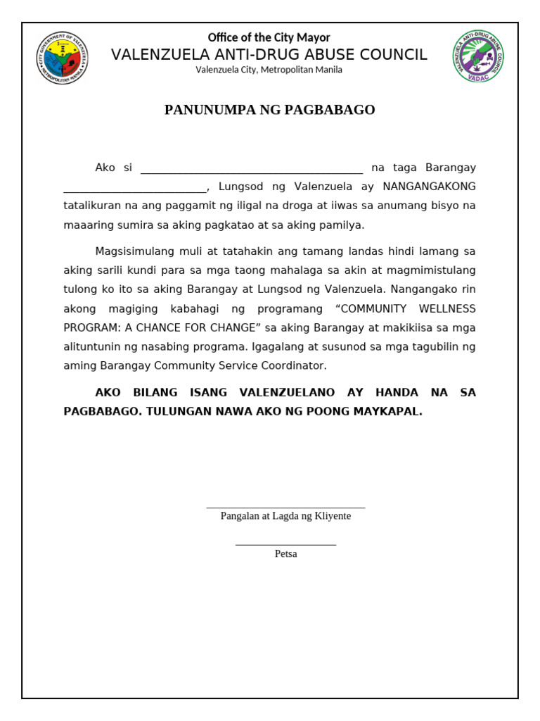 Panunumpa NG Pagbabago | PDF
