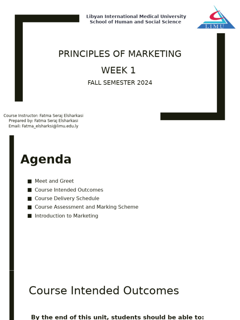 Principles of Marketing W1 Fall | PDF | Marketing | Sales