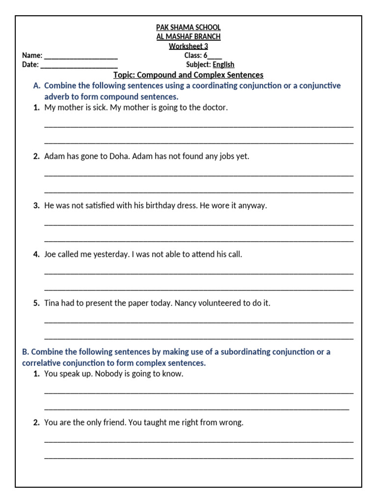 Compound and Complex Ws 3 | PDF | Grammar | English Grammar