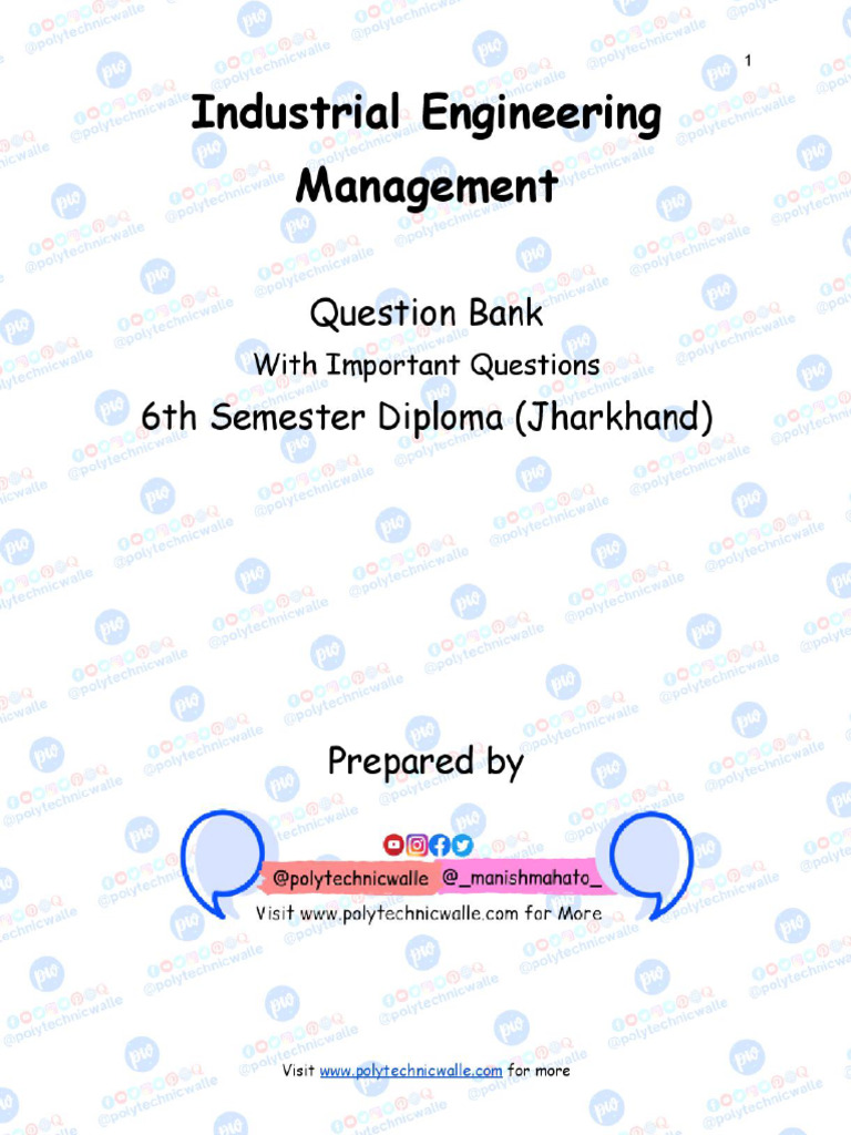 IEM Industrial Engineering Management Question Bank | PDF