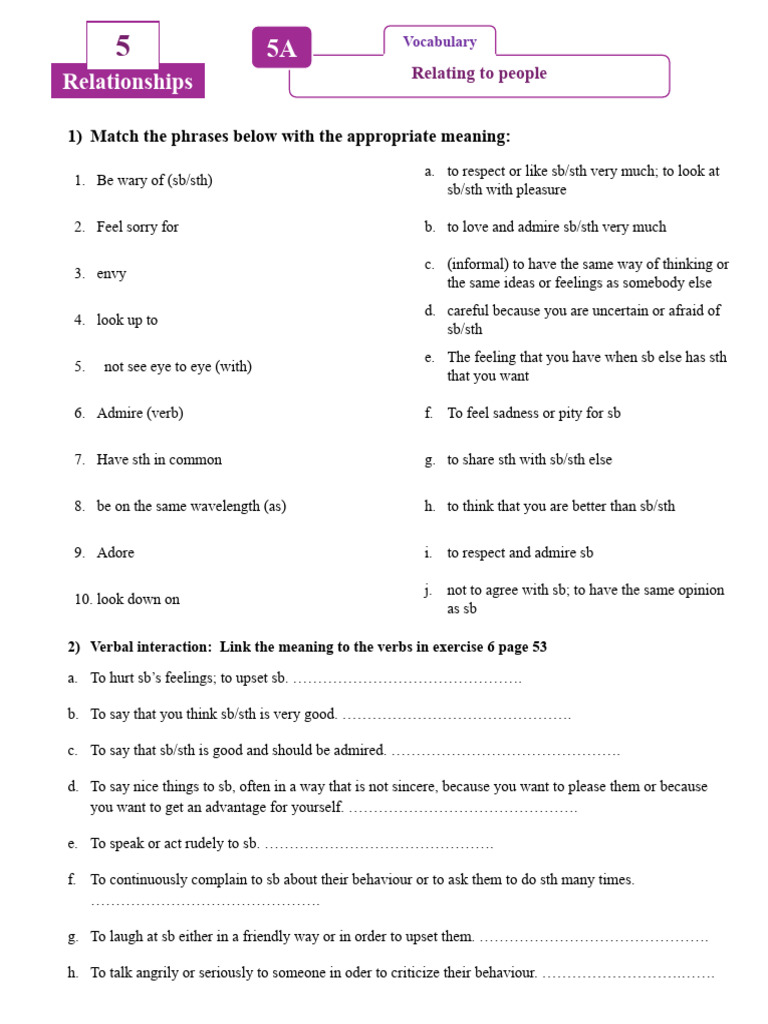 Vocabulary for Understanding Relationships | PDF