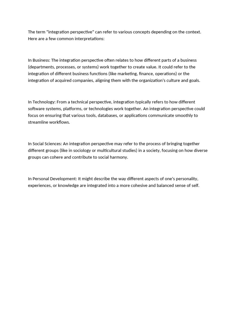 Integration Perspective | PDF