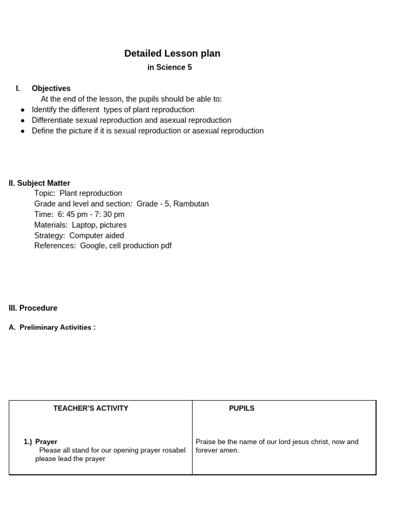 Detailed Lesson Plan in Science 5 | PDF | Reproduction | Ethology