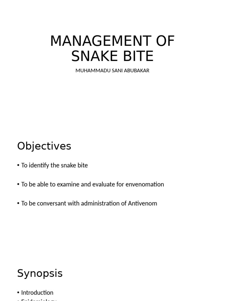 Management of Snake Bite - 110031 | PDF | Allergy | Bleeding