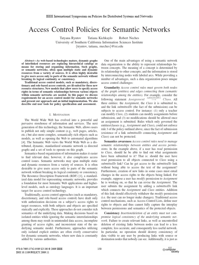 Access Control Policies for Semantic Networks | PDF | Resource Description Framework