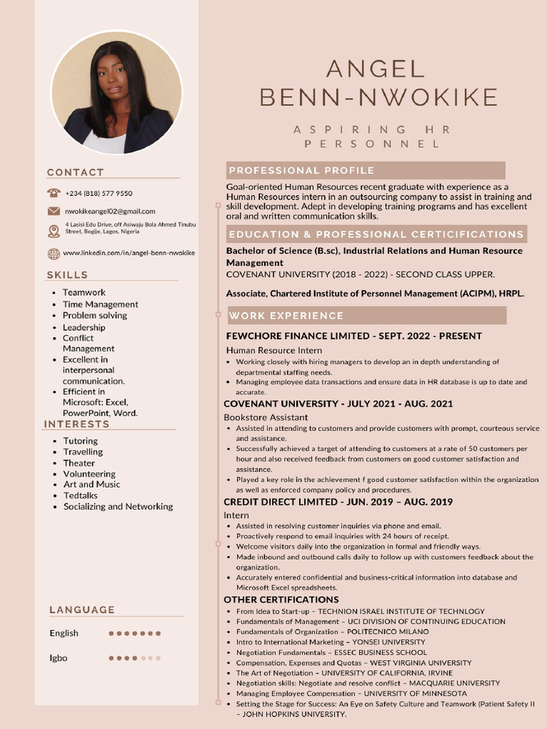 Benn-Nwokike Angel's Resume | PDF