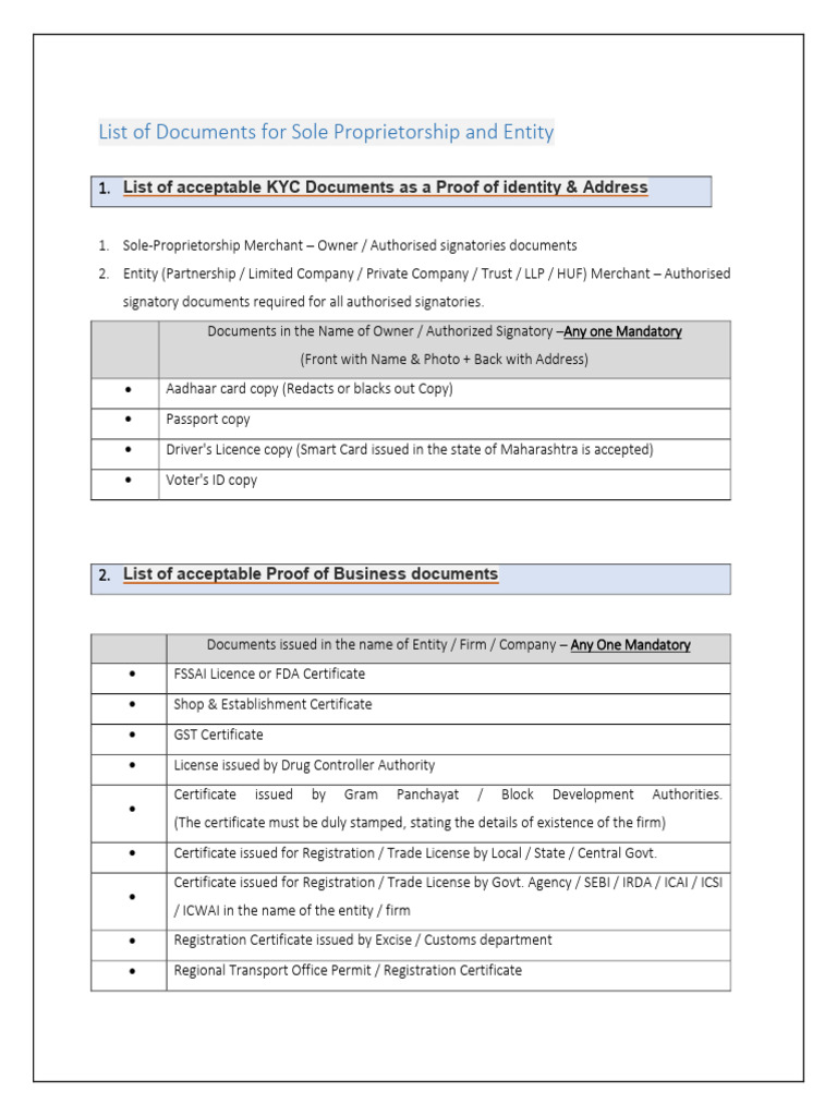 Sole Proprietorship Document Requirements | PDF | Sole Proprietorship ...