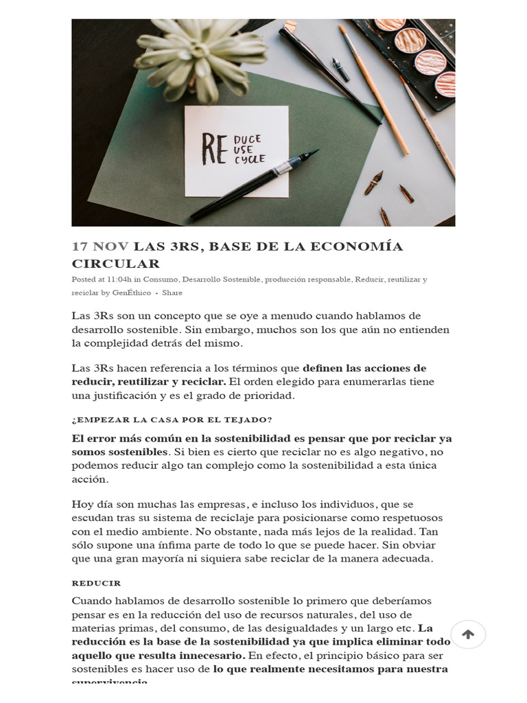 Las 3Rs en la Economía Circular | PDF | Residuos | Reciclaje