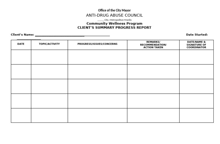 Client Summary Progress Report | PDF