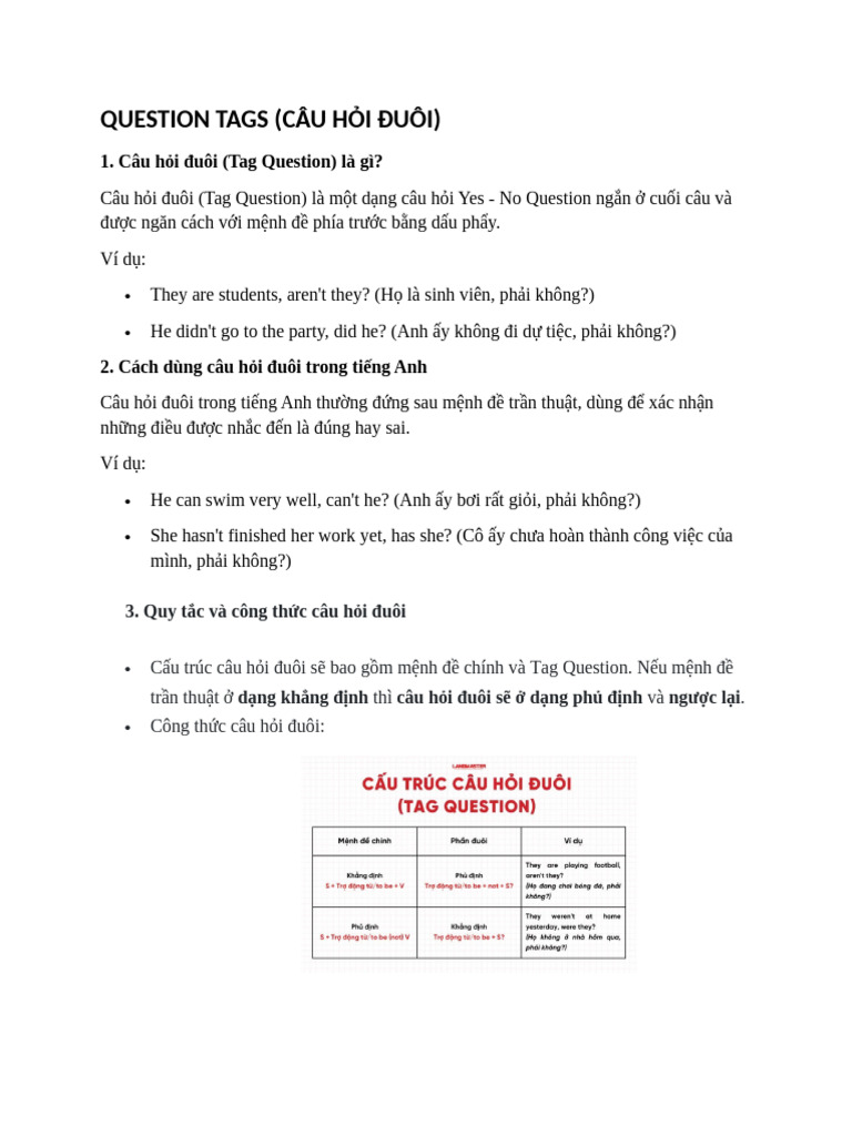 QUESTION TAGS | PDF