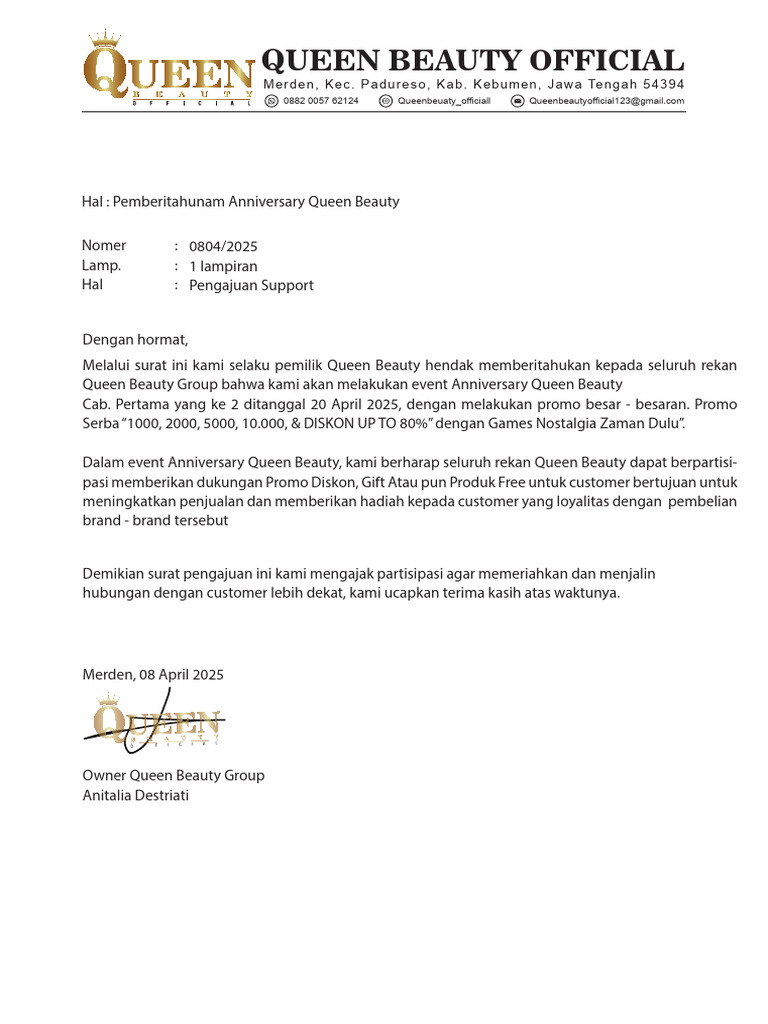 SURAT ANNIVERSARY QUEEN BEAUTY KE 2 | PDF