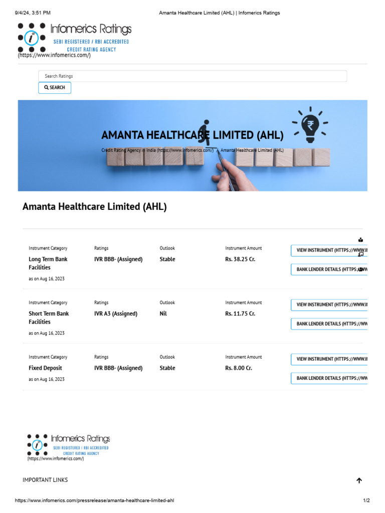 Amanta Healthcare Limited | PDF | Economies | Private Sector