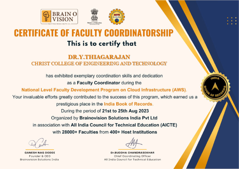 Coordinator Certificate | PDF