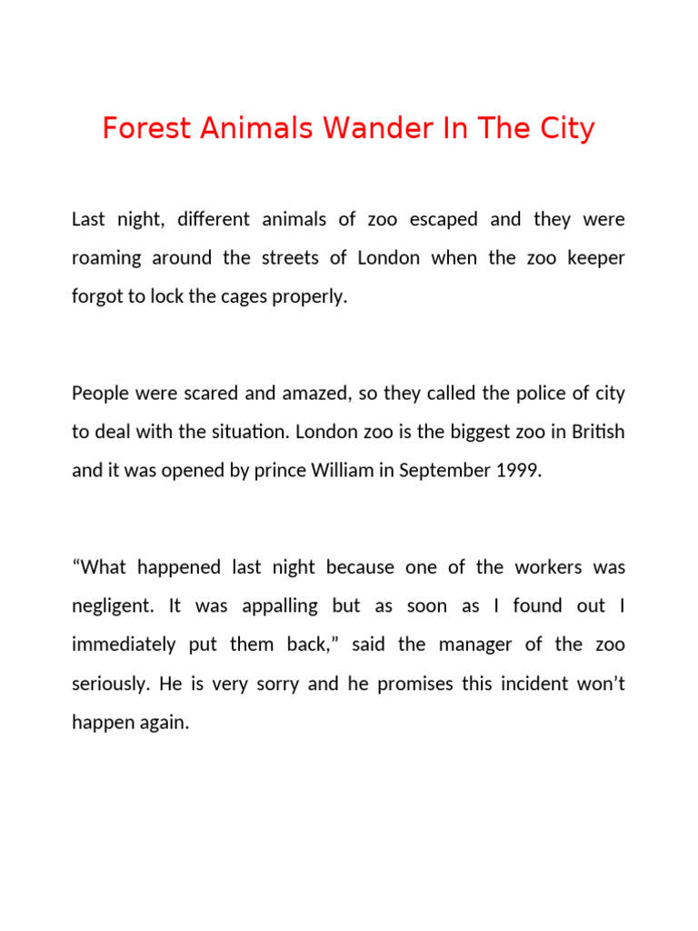 Animals Escape From London Zoo | PDF