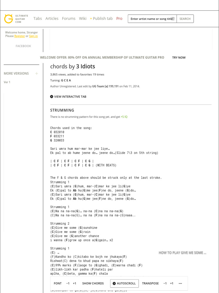 Give Me Some Sunshine Ukulele Chords | PDF | Guitars | Musicology