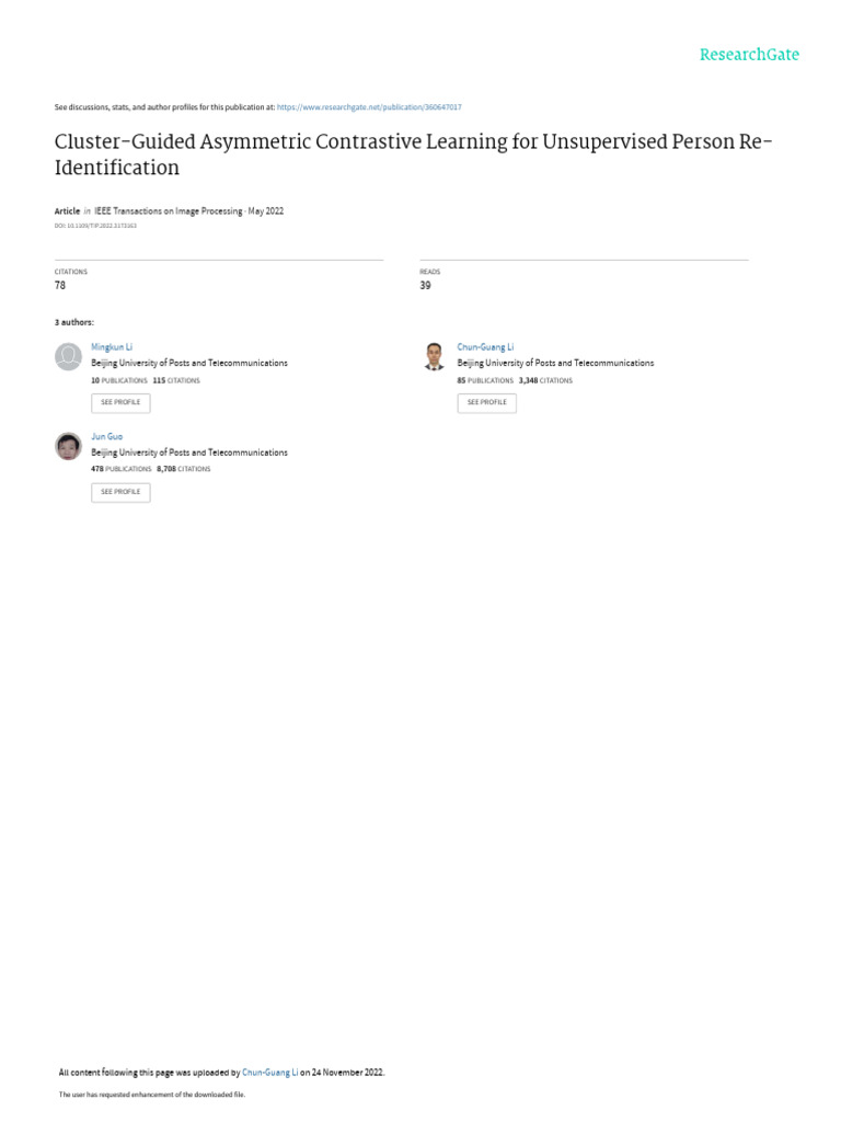 Cluster-Guided Contrastive Learning for Re-ID | PDF | Cognition | Behavior Modification