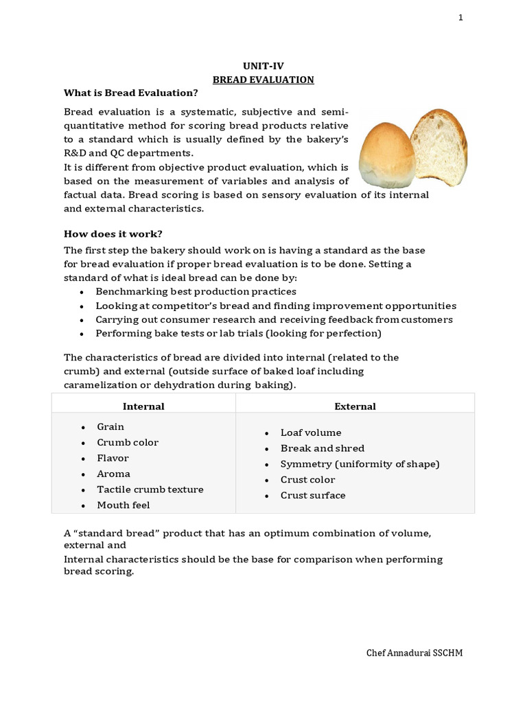 4unit-IV Bread Evaluation 2020 | PDF | Breads | Food And Drink Preparation
