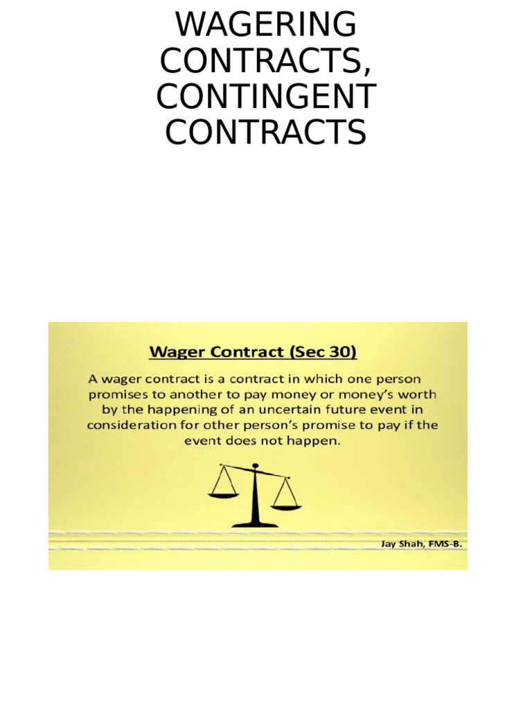 Wagering, Contingent Contracts | PDF
